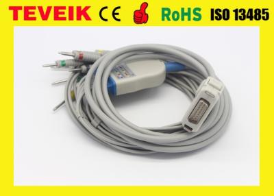 China Fukuda Denshi 10 lead EKG cable ,FX-7402,FX-4010 ECG Cable with DIN 3.0 IEC 4.7K ohm resistor for sale