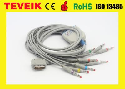 China Kenz ECG cable with integrated 10 leadwires,banana 4.0,IEC,DB15pin, Compatible With Kenz ECG 108 / 110 / 1203 for sale
