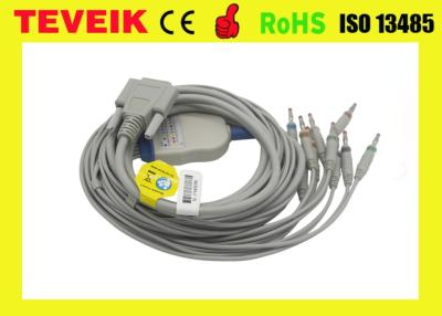 China Banana 4.0 pulg Nihon Kohden One-piece 10 leads ECG/EKG Cable with DB 15pin for ECG-9022 for sale
