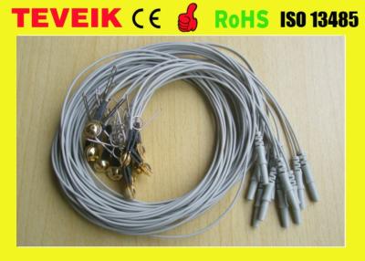 China Grey Color DIN1.5 socket EEG cup cable, Ear-clip electrode eeg cable Gold plated copper for sale