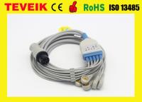 China Round  6 Pin One piece 5 leads ECG cable with snap for mindray, medical ecg cable for sale