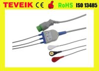 China Bruker One Piece  3 Leads ECG Cable Snap AHA With One Year Warranty for sale