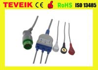 China Bruker One Piece  3 Leads ECG Cable Snap AHA With One Year Warranty for sale