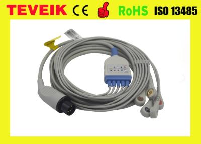 China 5 leads ECG cable with snap ,AHA,round 6pin for Mindray patient monitor, Medical ECG cable for sale