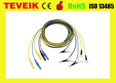 China High quality manufacturer pure sliver electrode EEG cable, 5pcs/set multi-color medical eeg cable for sale