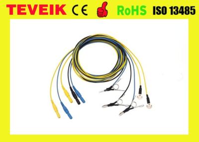 China Pure sliver eeg electrode , DIN1.5 socket, colorful Neural Feedback EEG cable for sale