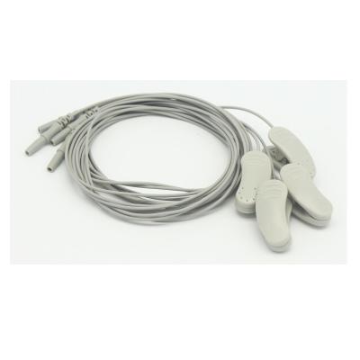 China 1.2m Gold Plated Copper EEg Medical Cable Din 1 Pair DIN1.5 Socket Grey Color for sale