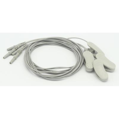 China Pure Silver Ear - Clip EEG Cable 1 Pair 1.2m Din TPU Material With DIN1.5 Socket for sale
