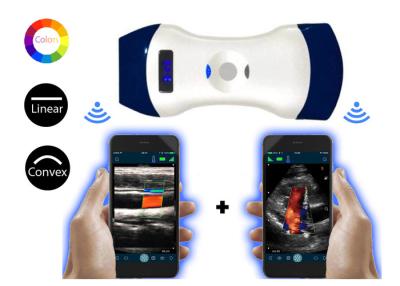 China Color Doppler Wireless Ultrasound Probe 2 In 1 Handheld Convex Linear Type for sale