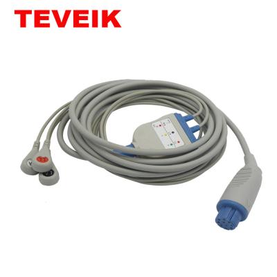 China Datex One Piece 10 Pin 3 Leads TPU Ecg Patient Cable for sale