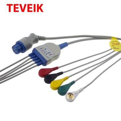 China IEC Round 10 Pin 5 Leads Medical Datex Satliteplus Ecg Monitor Cable for sale