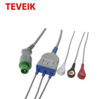 China AHA Standard 1K Ohm 12 Pin 3 Leads Snap Ecg Patient Cable for sale