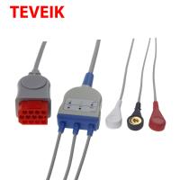 China Bionet 12 Pin 3 Lead IEC Snap Connector Ecg Lead Cable for sale