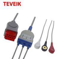 China Bionet 12 Pin 3 Lead IEC Snap Connector Ecg Lead Cable for sale