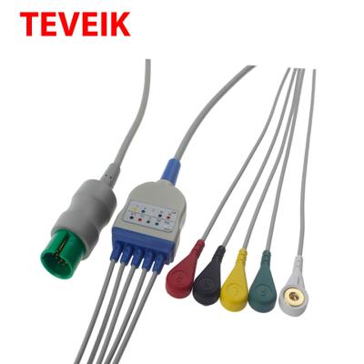 China Spacelabs 5 Leads AHA Round 17 Pin Ecg Electrode Cable for sale