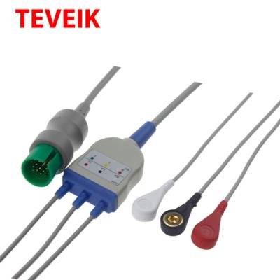 China IEC Snap Connector One Piece Monitor DB 9 Pin ECG Cable for sale