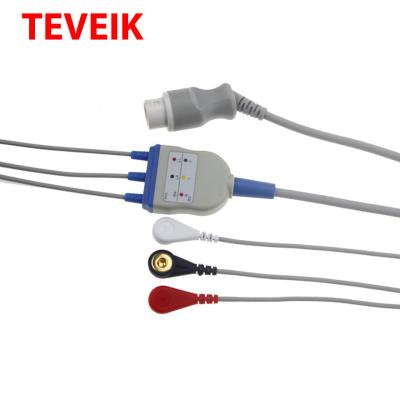 China Health Care Mindray AHA 3 Leads Snap Ecg Patient Cable for sale