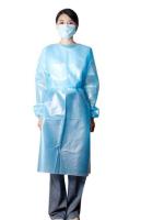 China Blue Gown Disposable Non Woven PP PE Hooded Disposable Protective Gown for sale