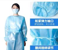 China Blue Gown Disposable Non Woven PP PE Hooded Disposable Protective Gown for sale