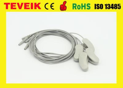 China Pure Silver 1.2 Meter EEG Cable Ear Clip Electrode DIN 1.5 Socket ROHS for sale