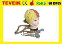 China Reusable EEG Machine128 Leads Yellow EEG Skull Cap With Tin Electrode , CFDA Standard for sale