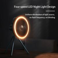 China Rechargeable Portable Camping Fan 7800mAh Battery Tripod Stand Fan With Led Light for sale