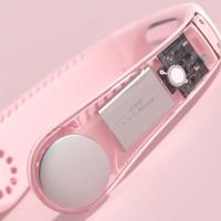 China 5v 3.7w Hands Free Portable Neck Fan White Pink For Outdoor for sale