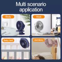 China HEBRONFAN Rechargeable Clip Fan Push Button 2.5 Hours Charging for sale