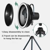 China Rechargeable Portable Camping Fan 7800mAh Battery Tripod Stand Fan With Led Light for sale