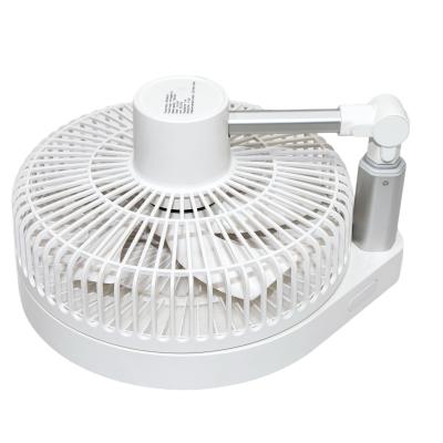 China DC 12V Desktop Rechargeable Fan With LED Light BLDC Motor Li-Polymer Battery for sale
