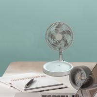 China Customized USB Telescopic Fan Portable Mute Timing LED Light Desktop Rechargeable Fan for sale