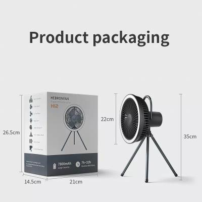 China Outdoor Portable Tripod Stand Fan Electric Battery Powered With Light Timing ODM OEM for sale