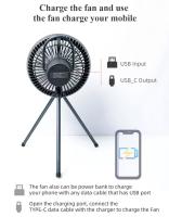 China USB Rechargeable Tripod Pedestal Fan Outdoor Tent Camping Fan With LED Light for sale