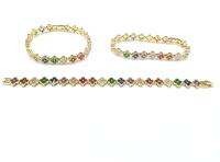 China Rainbow Brass Gold Tennis Bracelet OEM ODM Cubic Zirconia Tennis Bracelet for sale