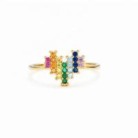 China Wedding Engagement Ring in 18K Gold with Cute Heart Shape Design and Rainbow for sale