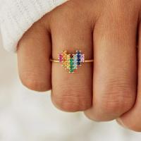 China Wedding Engagement Ring in 18K Gold with Cute Heart Shape Design and Rainbow for sale