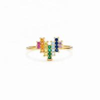 China Wedding Engagement Ring in 18K Gold with Cute Heart Shape Design and Rainbow for sale