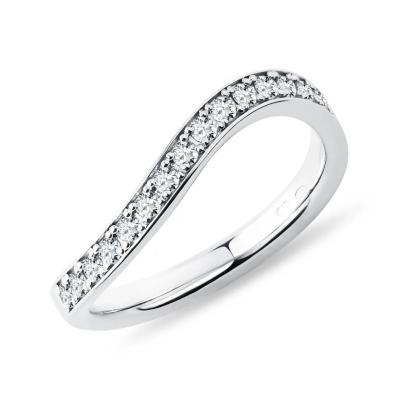 China 925 Sterling Silver White Gold Diamond CZ Wave Ring for Ladies Fine Jewelry OEM/ODM for sale