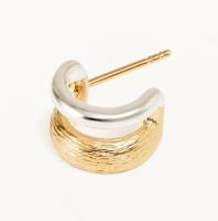 China 18K Gold and White Gold Shield Hoops Earrings for Women for sale
