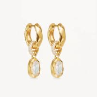 China Gold Plated Oval Cut Cubic Zircon Brass Fashion Earrings for Women Versatile and Chic for sale