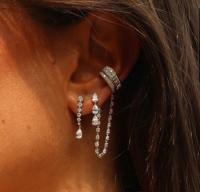 China Gold Plated Oval Cut Cubic Zircon Brass Fashion Earrings for Women Versatile and Chic for sale