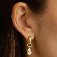 China Gold Plated Oval Cut Cubic Zircon Brass Fashion Earrings for Women Versatile and Chic for sale