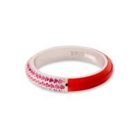 China Elegant 925 Sterling Silver 18k Yellow Gold Half Zircon Half Enamel Ring for sale