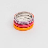 China Elegant 925 Sterling Silver 18k Yellow Gold Half Zircon Half Enamel Ring for sale