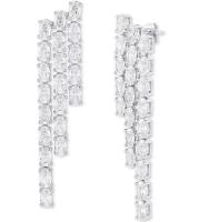 China White CZ Oval Bridal Brass Tennis Wedding Earrings White Gold Plated for Bridal Party for sale