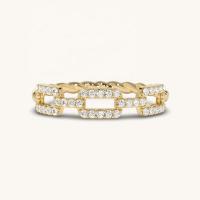 China 925 Sterling Silver 18K Gold White CZ Cuban Twist Ring with Fast Shipping to Your Country for sale
