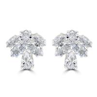 China 18K Gold Plated Brass Wedding Earrings featuring Cubic Zircon for Beauty White Lovers for sale