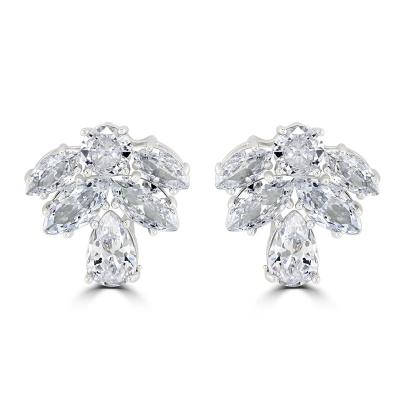 China 18K Gold Plated Brass Wedding Earrings featuring Cubic Zircon for Beauty White Lovers for sale