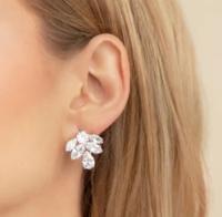 China 18K Gold Plated Brass Wedding Earrings featuring Cubic Zircon for Beauty White Lovers for sale