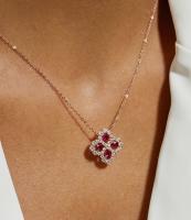 China Clover Cultivation Red Treasure Necklace S925 Silver Color Pendant Collarbone Chain for sale